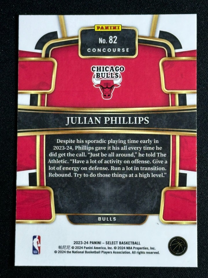 2023 Panini Select Concourse Rookie RC Julian Phillips #82 Chicago ...