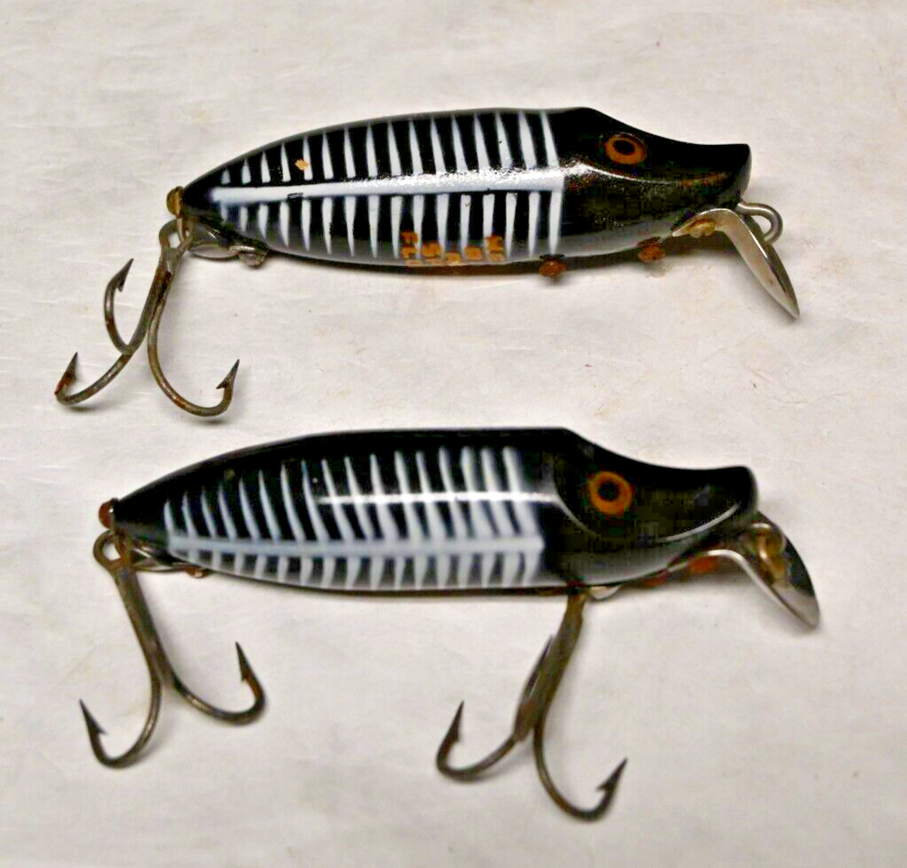 Vintage Pair of Heddon River Runt Spook Floater Lures in Black Shore ...