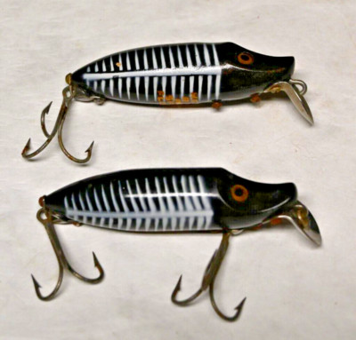 Vintage Pair of Heddon River Runt Spook Floater Lures in Black Shore ...