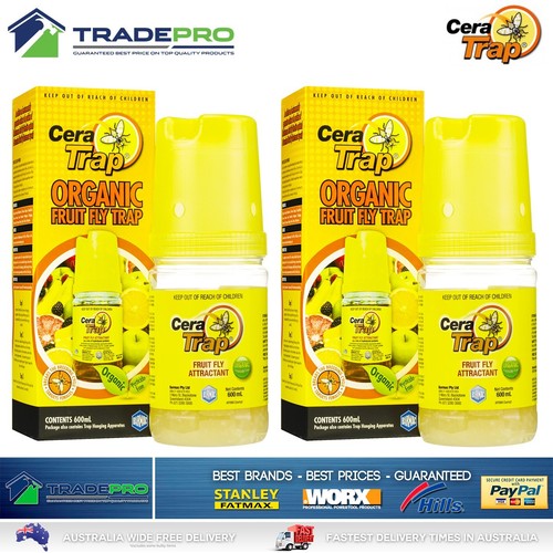 2x Fruit Fly Trap Cera Trap® 600ml Organic Fruitfly Catcher Natural Kit ...