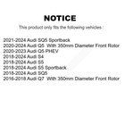 Front Disc Brake Rotors Pair For Audi Q5 Q7 SQ5 S5 Sportback S4 PHEV K8 ...