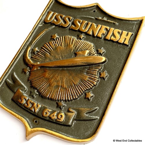 USS Sunfish SSN 649 Submarine SOLID BRONZE Tampion US Navy Plaque Badge ...