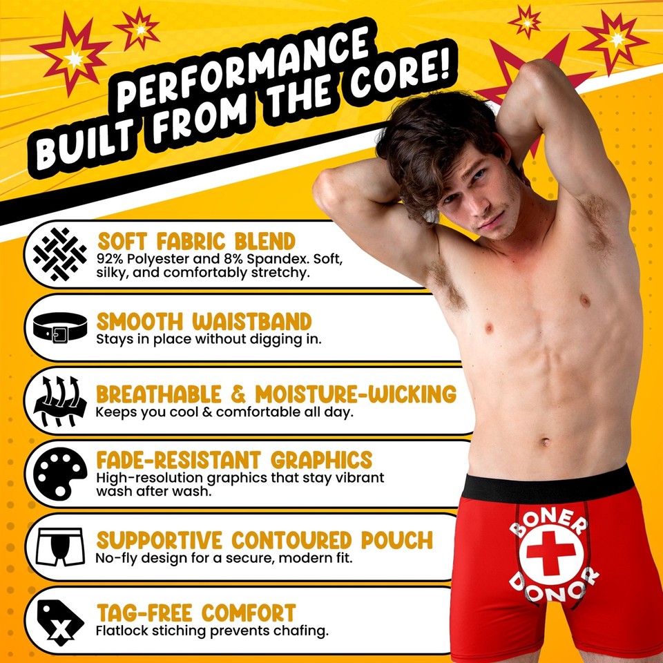 Boner Donor Boxer Briefs Mens Medium 32-34 Fun Novelty Life Guard ...