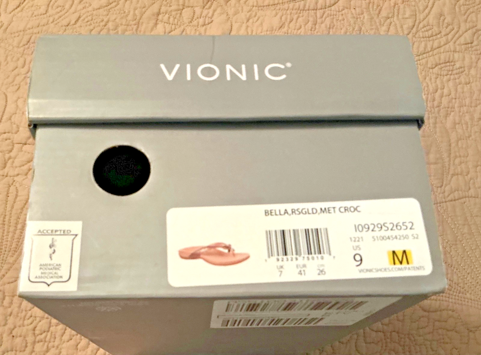 VIONIC BELLA Rose Gold Metallic Croc Toe Post Sandal 9 | eBay UK