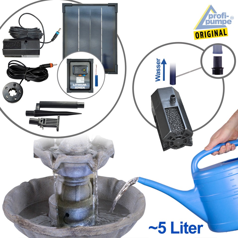 SOLAR BRUNNEN SPRINGBRUNNEN GARTEN BRUNNEN ZIER SOLAR WASSERSPIEL ...