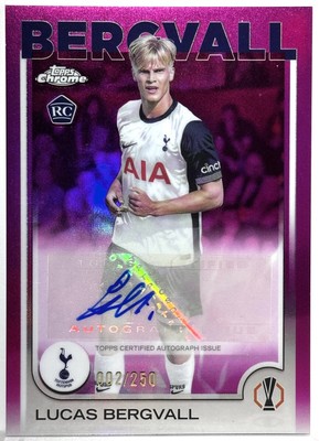 LUCAS BERGVALL #/250 AUTO PINK 2024-25 Topps UEFA Chrome TOTTENHAM ...