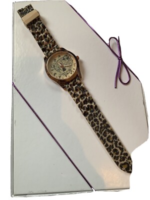 GENEVA LEOPARD CHEETAH DESIGN ROSE TONE CASE CHEETAH SPOT RUBBER WATCH ...