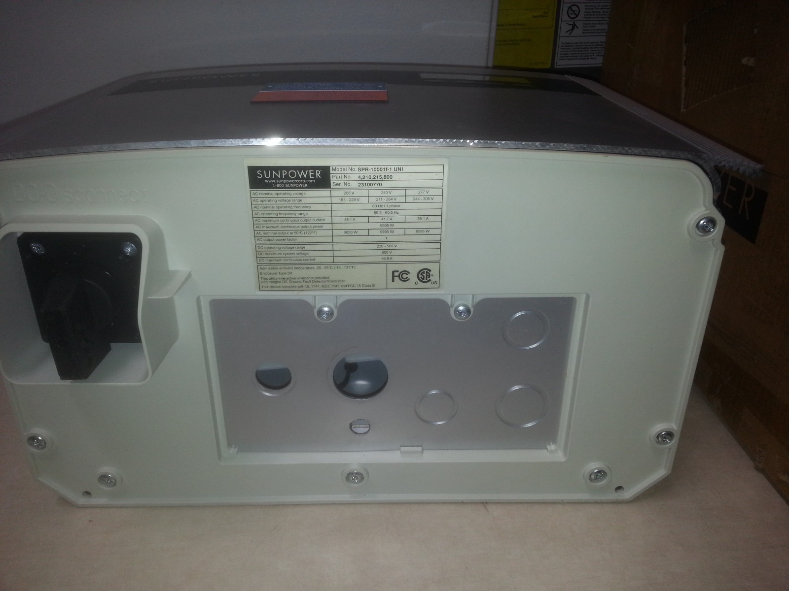 SunPower SPR-10001F-1 UNI Inverter Solar DC Disconnect | eBay