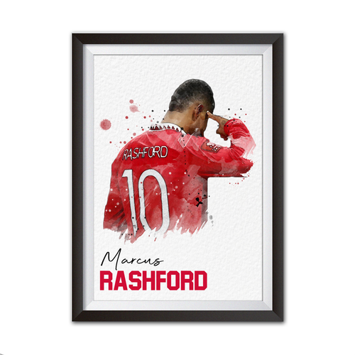Marcus Rashford Manchester United Watercolour Style Football Print | A4 ...