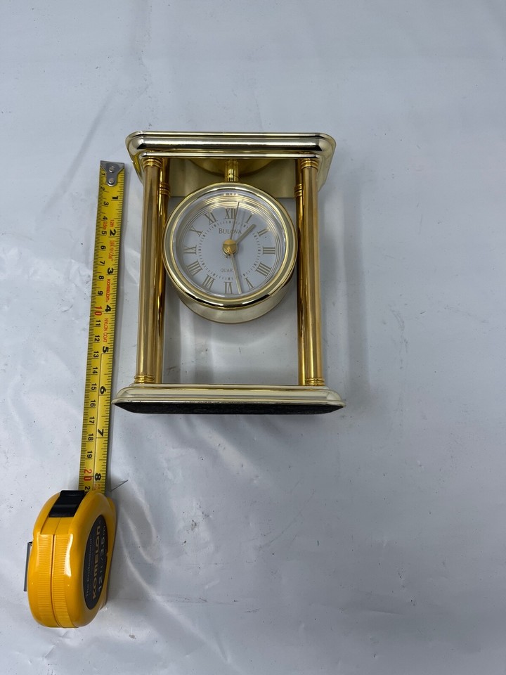 BULOVA Shelf Or Table Quartz Bright Brass Clock | eBay