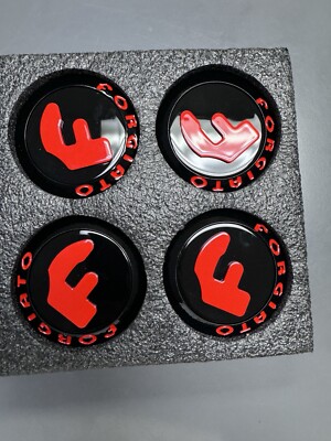 4 FORGIATO FLOATING CENTER CAP Black With Red F NEW billet cap | eBay