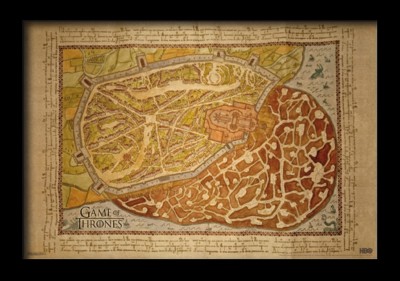 GAME OF THRONES KING'S LANDING MAP 13x19 FRAMED GELCOAT POSTER JON SNOW ...