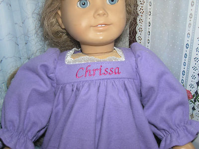 Chrissa Embroidered Name Flannel Nightgown 18" Doll clothes fits ...
