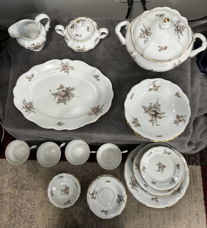 Vintage Johann Haviland "Sepia Rose" 1940's China Dinnerware Set | eBay