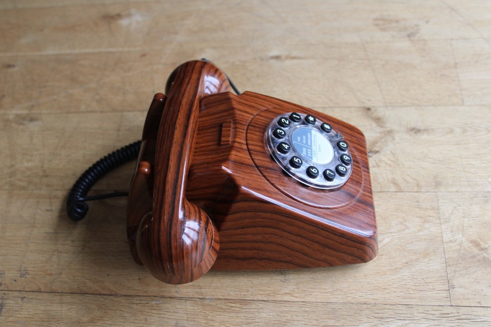 Wild & Wolf Ltd Vintage Retro 746 Push Button Telephone Wood Effect ...