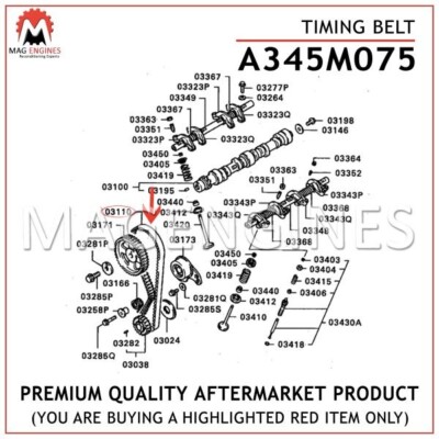 A345M075 TIMING BELT MITSUBISHI 4G13 G13B 4G15 G15B FOR COLT LANCER ...