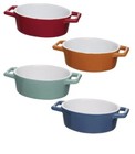 4x Set Ceramic Mini Stoneware Small Oval Oven to Table Serving Baking ...