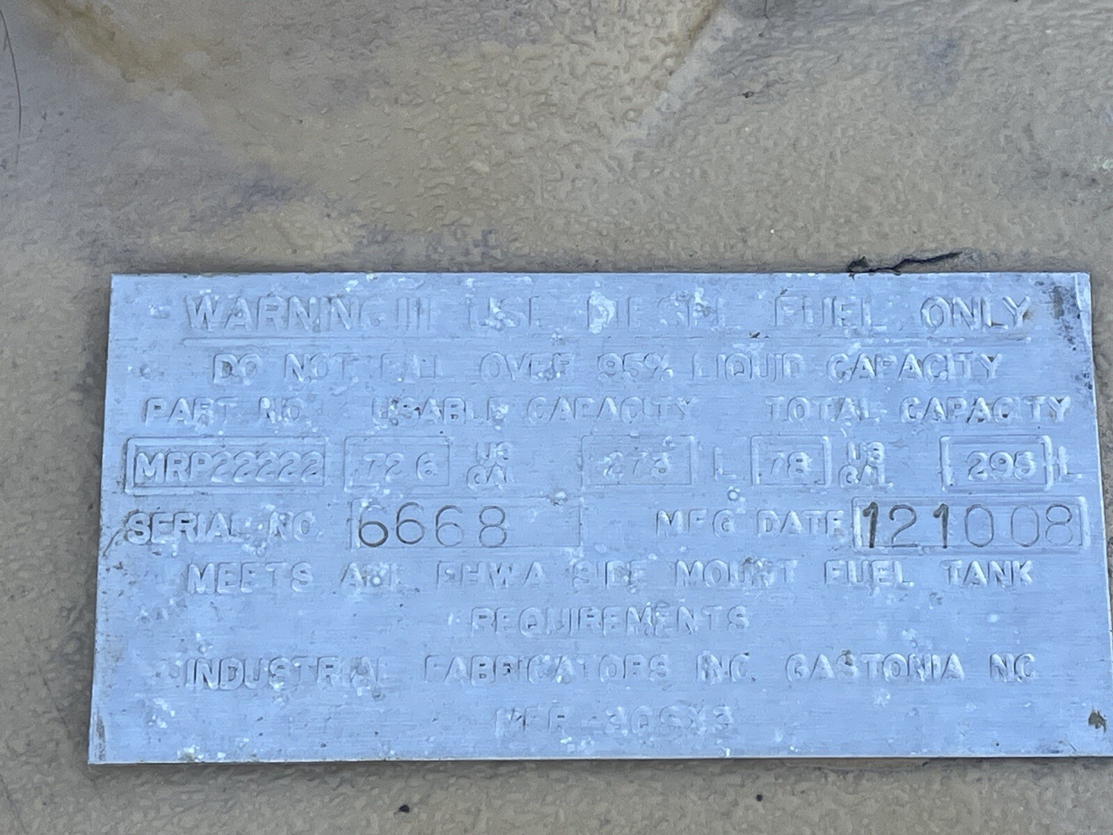 Fuel Tank 78-gallon MRAP FMTV LMTV 2910-01-568-1486 Bullet Resistant ...