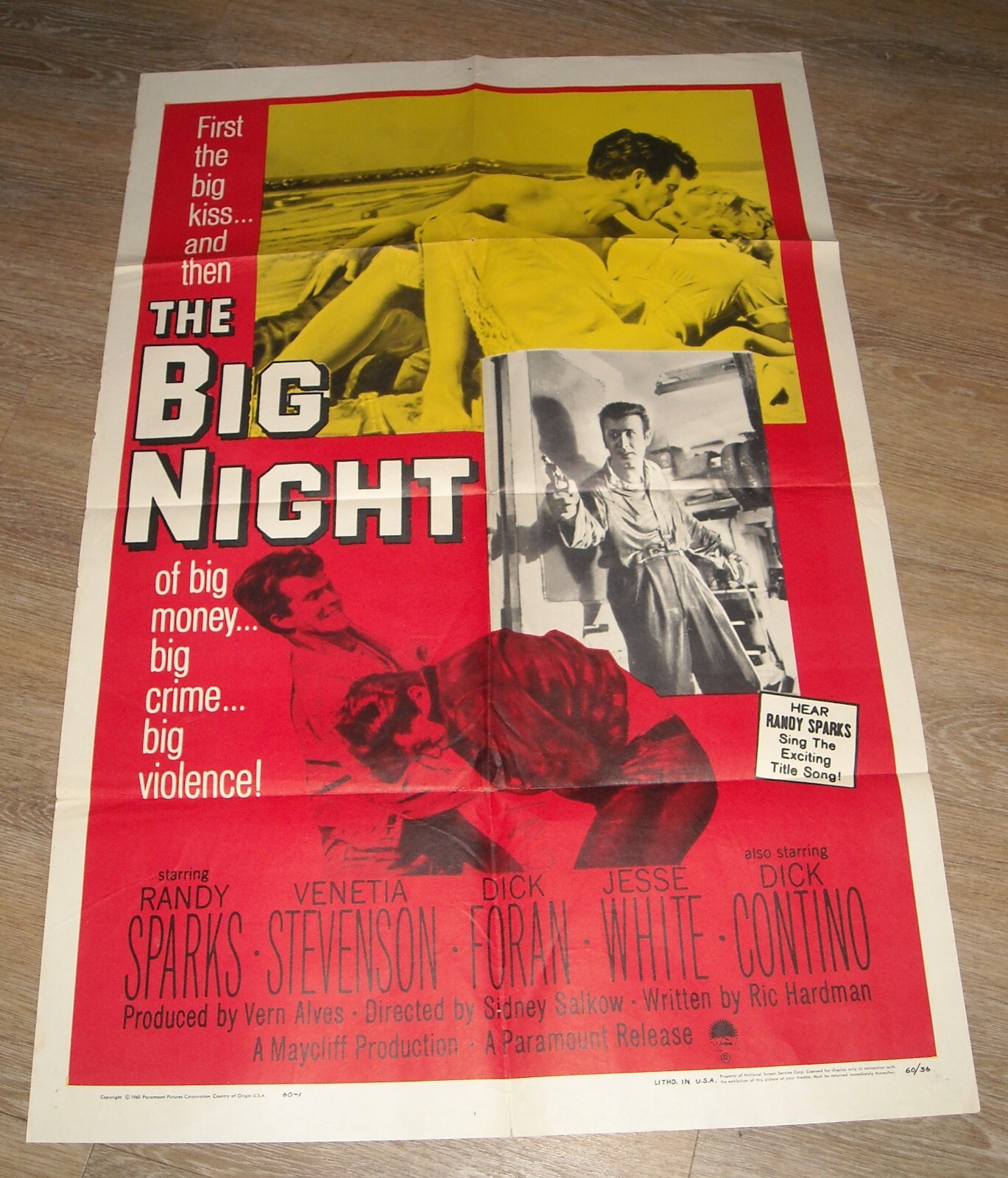 The BIG NIGHT 1 SHEET MOVIE POSTER 1960 VENETIA STEVENSON DICK FORAN ...