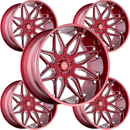 (Set of 5) Tuff T3B 24x14 5x5" -72mm Red/Milled Wheels Rims 24" Inch | eBay