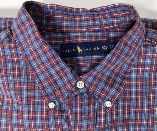 Ralph Lauren Blue Label Shirt Men's 2XL Heavy Cotton Plaid Long Sleeve ...