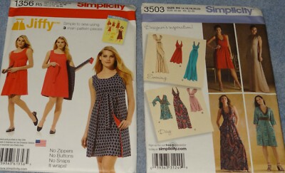 Lot 2 New Simplicity 1356 & 3503 "MISSES KNIT JIFFY WRAP DRESS" Pattern ...