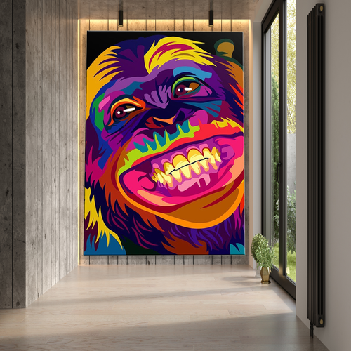 Smiling Monkey Abstract Art Canvas Painting Canvas Wall Art Home Decor ...