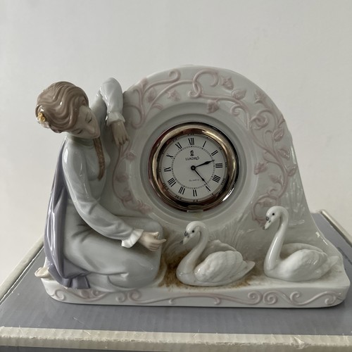 Lladro Clock - lady with two swans 5777 | eBay