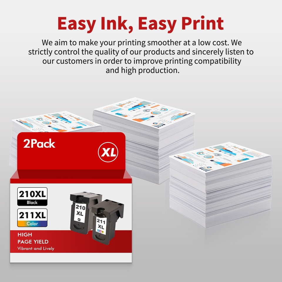 PG-210XL CL-211XL Ink Cartridges replacement for Canon PIXMA MP240 250 ...