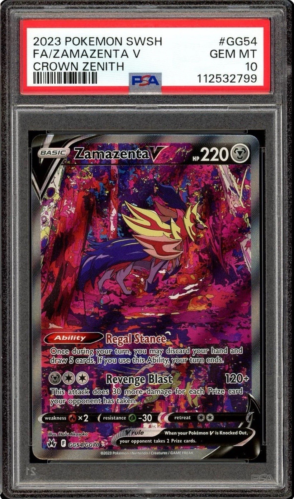2023 POKEMON SWORD & SHIELD CROWN ZENITH #GG54 FULL ART/ZAMAZENTA V PSA ...