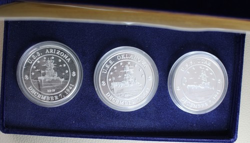 * ARTIST PROOF PEARL HARBOR 7 DEC 1941 1oz SILVER CLAD MEDAL SET CERT # ...