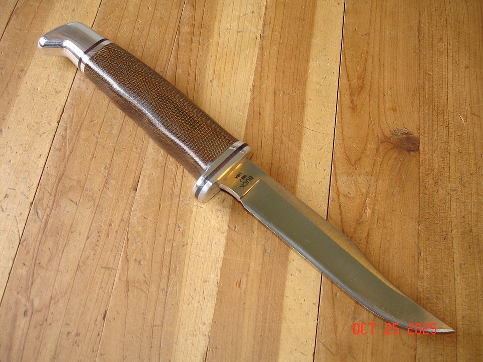 NIB FB BUCK KNIFE 102 WOODSMAN GRN MICARTA HANDLE BOS 154CM BLADE ...