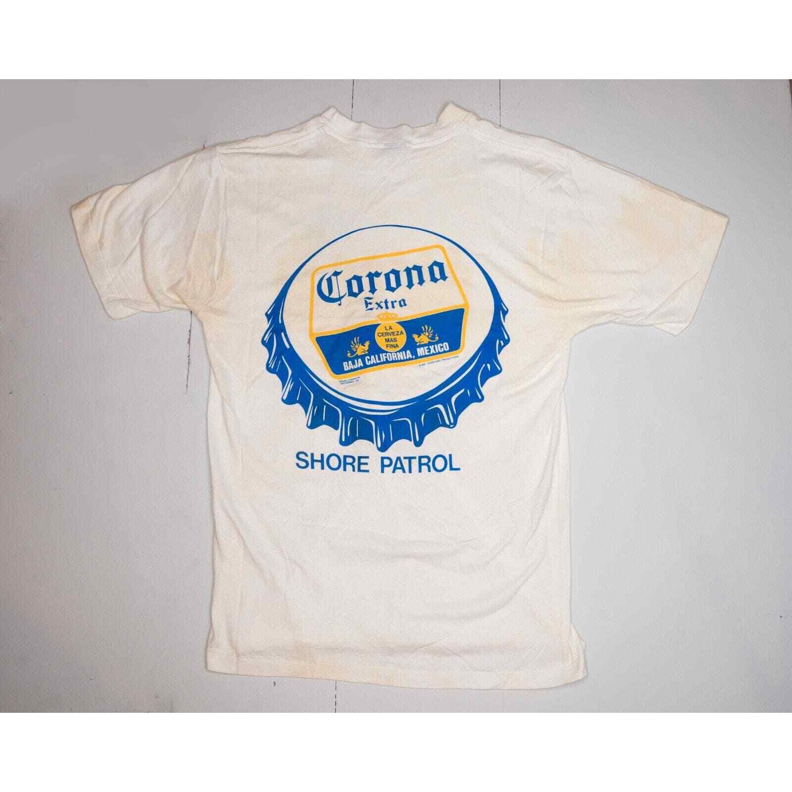 Vtg 80s Corona Extra Beer Bottle Cap Shore Patrol T-Shirt Sz L ...