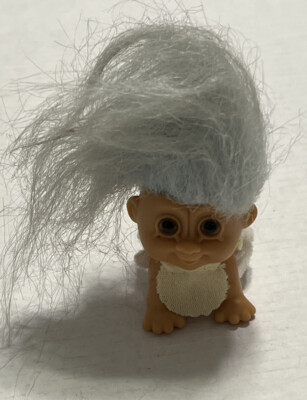 Vintage Russ Troll Doll Crawling Baby Pastel Blue Hair Bib and Diaper ...