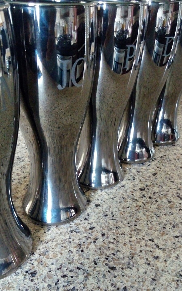 Set of 6 Mirror Chrome Drinking Barware Beer Glasses!! | eBay