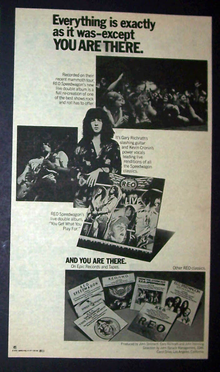 REO Speedwagon You Get What You Play For 1977 Small Poster Type Advert ...