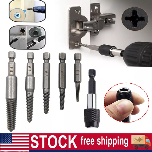 6pcs Stud Screw Extractor Remover Hex Shank Damaged Bolt Easy Out Sets ...
