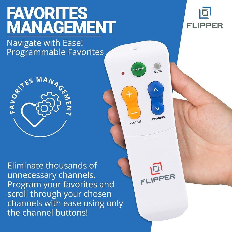 FLIPPER LARGE BUTTON TV REMOTE CONTROL MULTIPLE SET UP LOW VISION EASY ...
