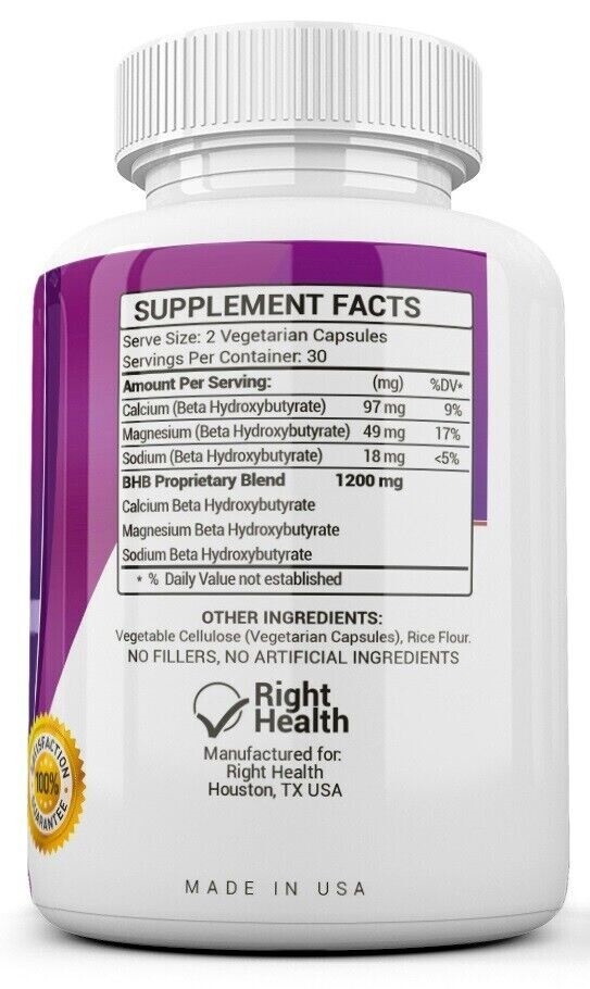 6 X Keto Bhb 1200mg Pure Ketone Fat Burner Weight Loss Diet Pills
