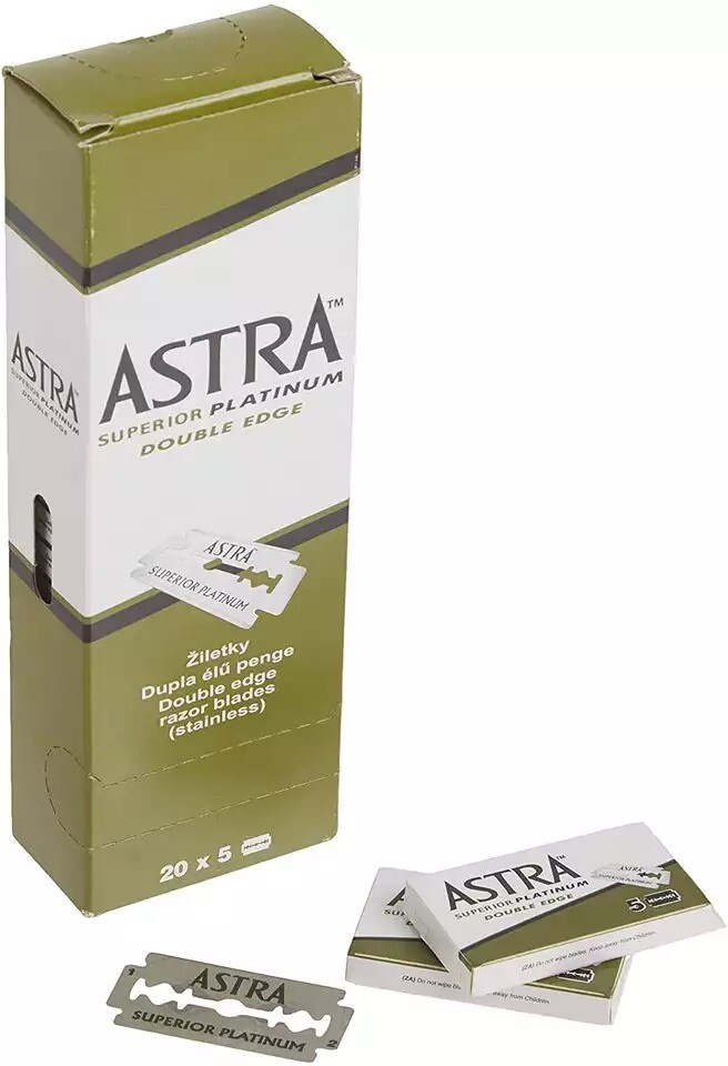 100 Astra Superior Platinum Double Edge Shaving Razor Blades For Safety ...