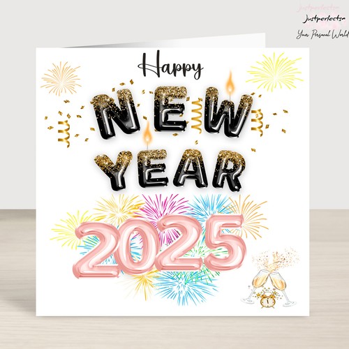 Handmade Happy New Year 2025 Card,Welcome 2025 card, Premium Square ...