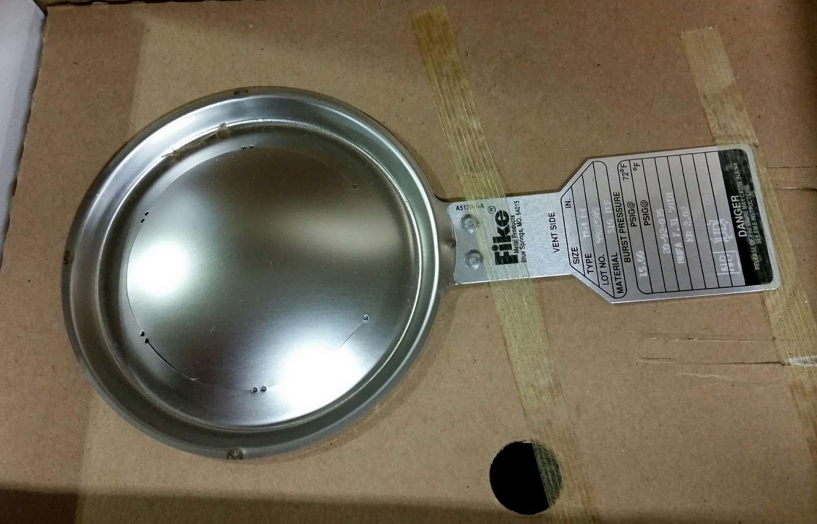 Fike 3" HOV Rupture Disc 15 PSIG @ 72°F, 316 TEF | eBay