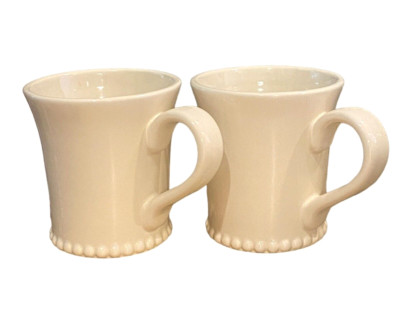 Food Network 2 Coffee Mugs Cups White Currant Stoneware Cream Ivory ...