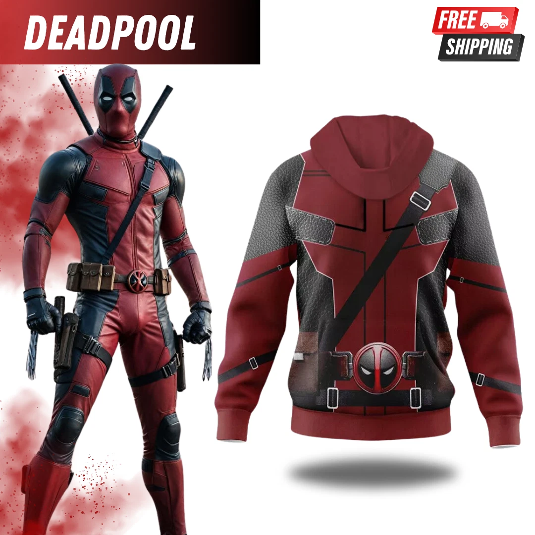 Marvel Deadpool 3 Cosplay Hoodie | Deadpool 3D Printed Pullover Hoodie ...