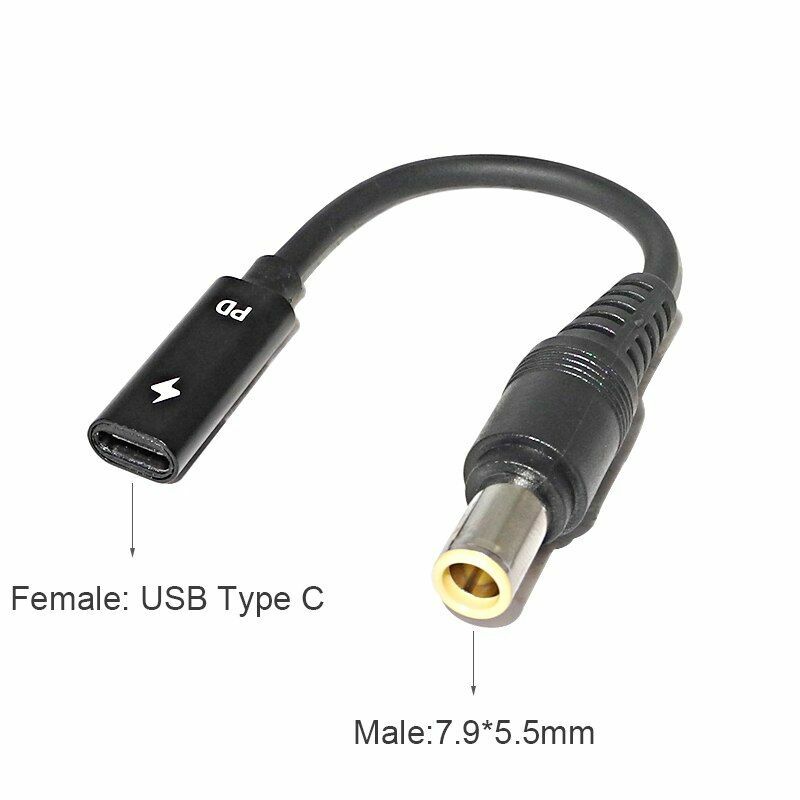 USB C Type C Female to 7.9*5.5mm Male USB PD Emulator Trigger Angled DC ...