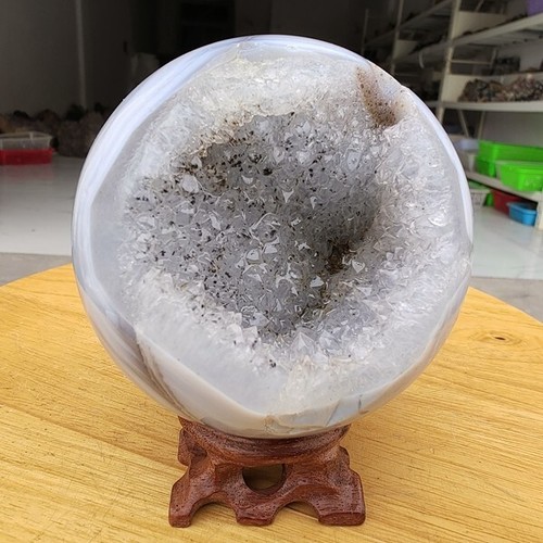 1010g Natural Rare Blue Agate Geode Ball Quartz crystal Cluster Sphere ...