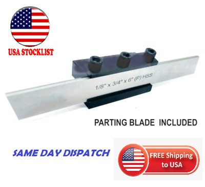 Lathe Clamp Parting Cut Off Tool Holder 12mm Shank T Type & HSS Blade 3 ...