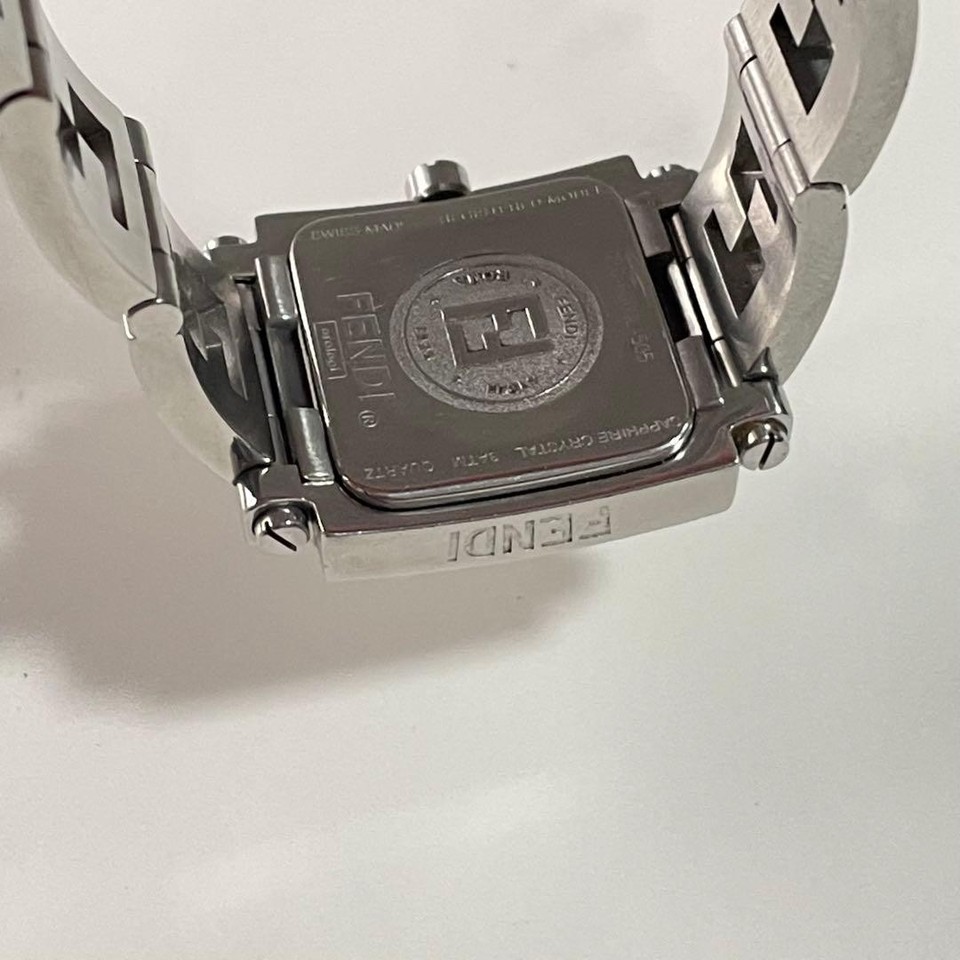 FENDI Square Zucca Logo Belt Watch Silver Quartz Used From Japan | eBay