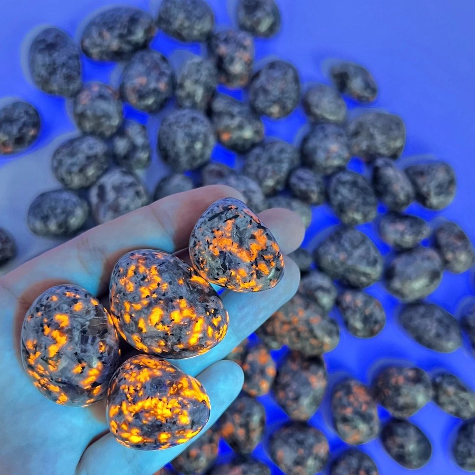 Natural Yooperlite Tumbled Stones UV Reactive Fluorescent sodalite ...