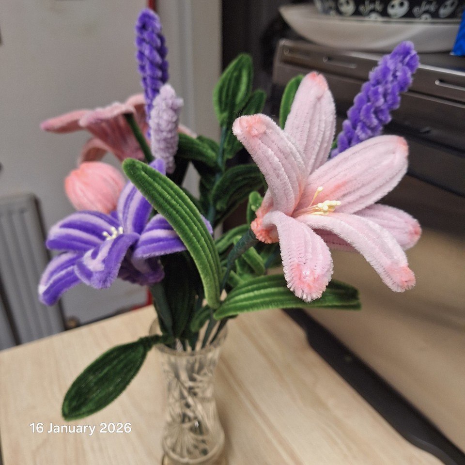 Lovely Bouquet Of Pipe Cleaner Flowers | eBay UK